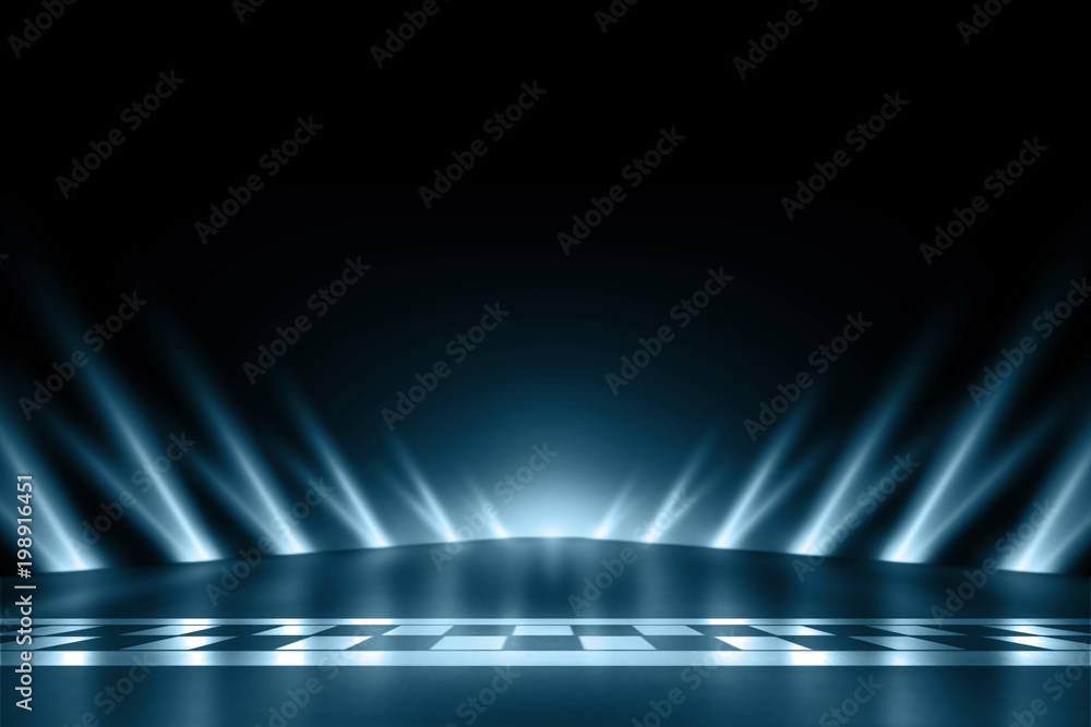 finish line on the racetrack with spotlights racing sport digital ...