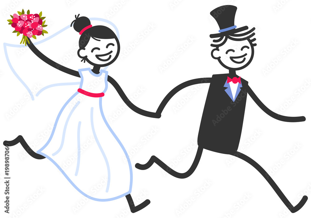 Stick Figure Wedding Couple