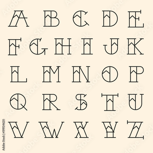 Old school tattoo alphabet. Vector. Letters Tattoo Traditional ...