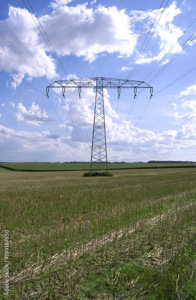 Power Lines: A 110 KV and a 220 KV high-voltage power line crossing ...
