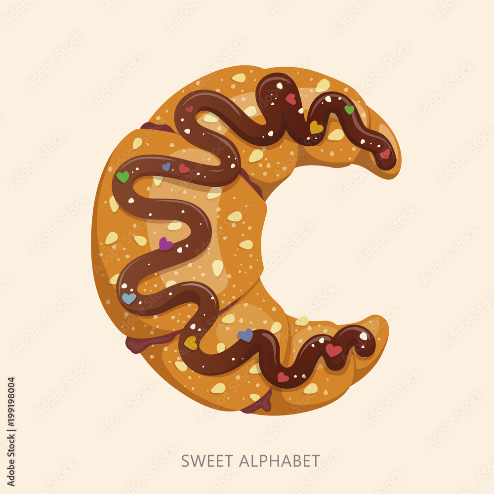 Cartoon candy alphabet. Letter C. Vector illustration, isolated on ...