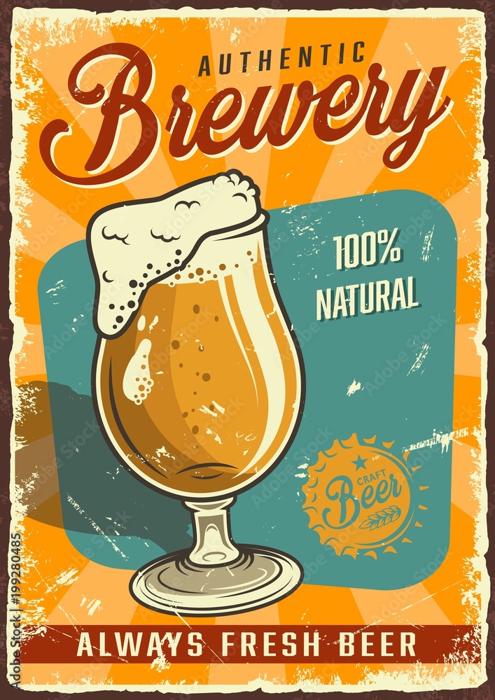 Vintage pub poster design. Stock Vector | Adobe Stock