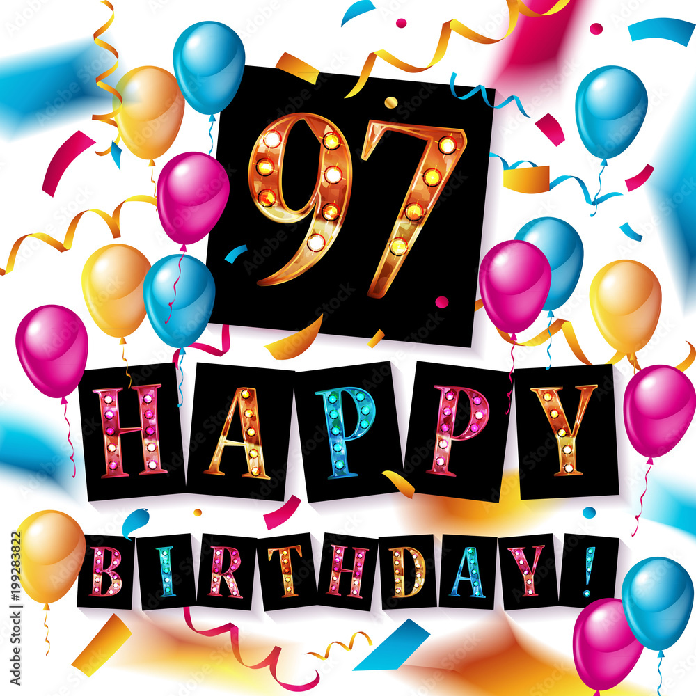 Happy birthday 97 years anniversary Stock Vector | Adobe Stock