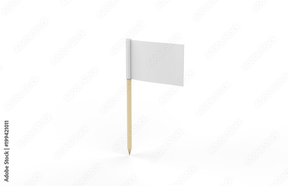 Toothpick Flag Mockup On Isolated White Background, 3D Illustration ...