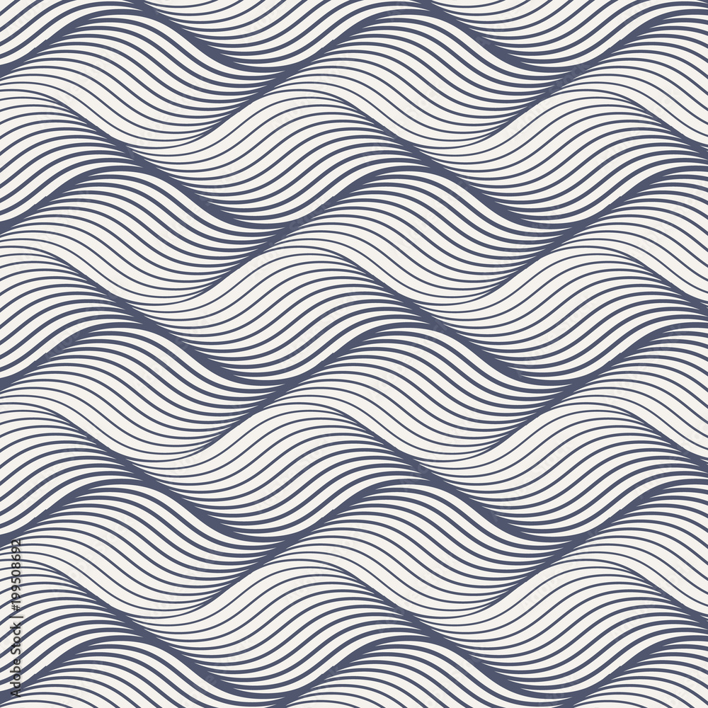Vector pattern with geometric waves. Endless stylish texture. Ripple monochrome background ...