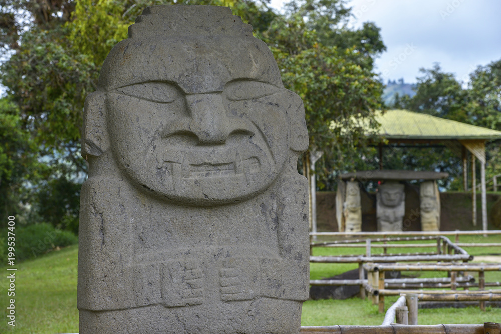 Ancient pre-columbian statues in San Agustin, Colombia. Archaeological ...