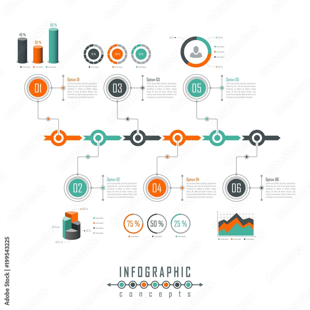 Infographic timeline template can be used for chart, diagram, web ...