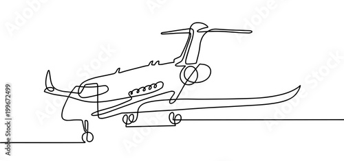 continuous one line drawing of aircraft in modern minimalistic s - Buy ...