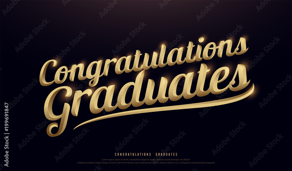 Congratulations Graduates Golden Logo. Calligraphy lettering ...