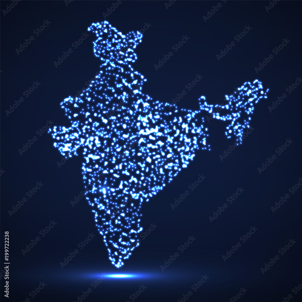 Abstract map of India with glowing particles Stock Vector | Adobe Stock