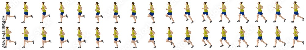 Стоковий вектор Man Run Cycle Animation Sprite Sheet, Jogging, Running ...