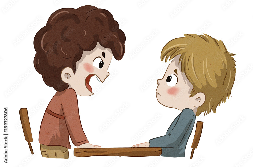Niños enfadados discutiendo Stock Illustration | Adobe Stock