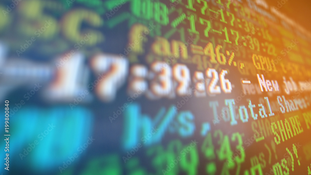 Mining Cryptocurrency process program on display PC. Using Software. Share Found. Stock Photo ...