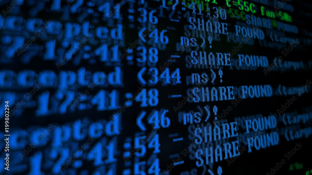 Mining Cryptocurrency process program on display PC. Using Software. Share Found. Stock Photo ...