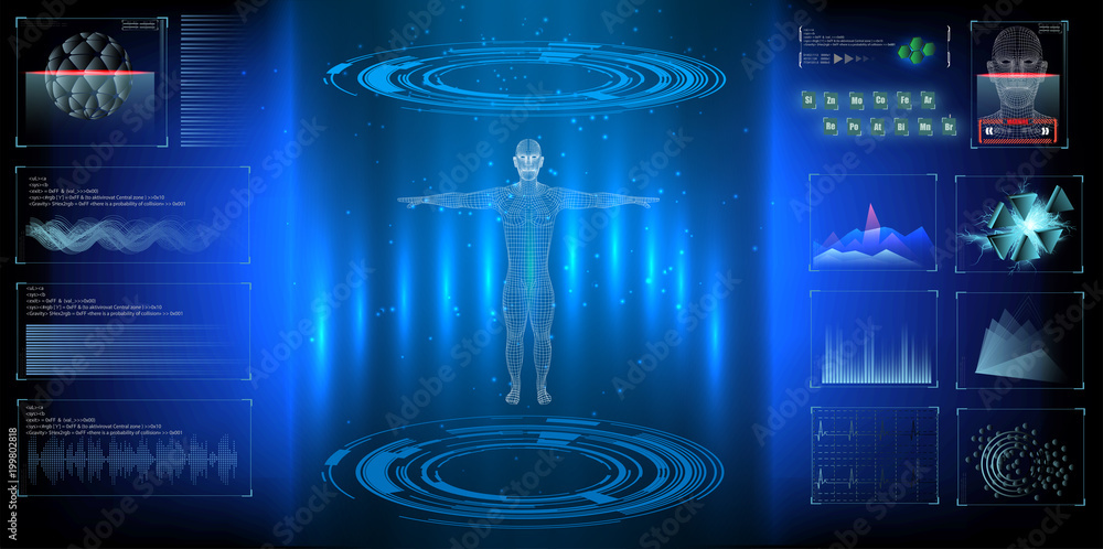 Vetor Futuristic Medical HUD Interface, virtual graphic touch UI with ...