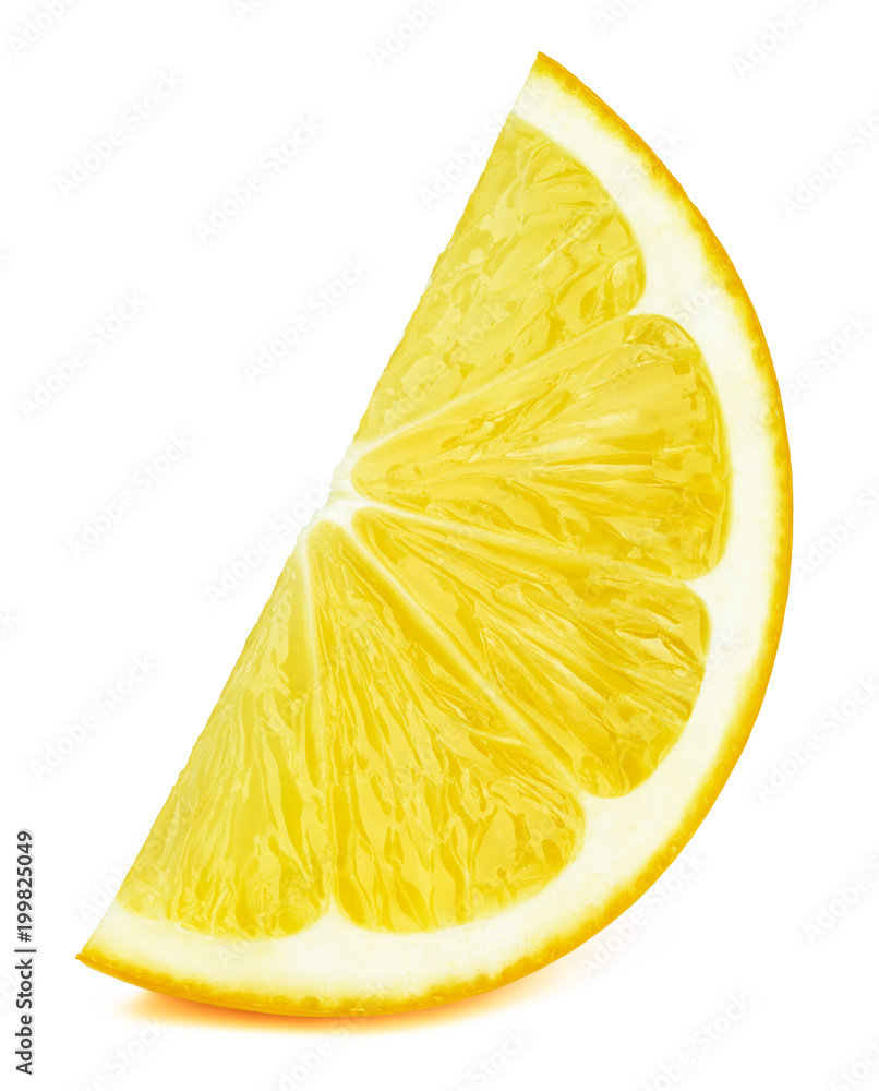 Perfectly retouched lemon fruit slice isolated on the white background ...
