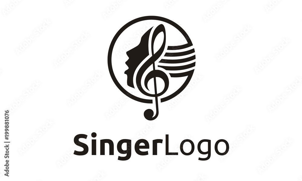 Vector de Stock Treble Clef with head, Singer Vocal Choir with Music ...