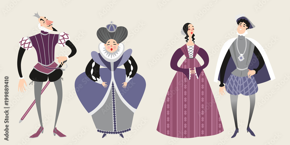 The royal family. Fairy tale characters. Funny cartoon characters in ...