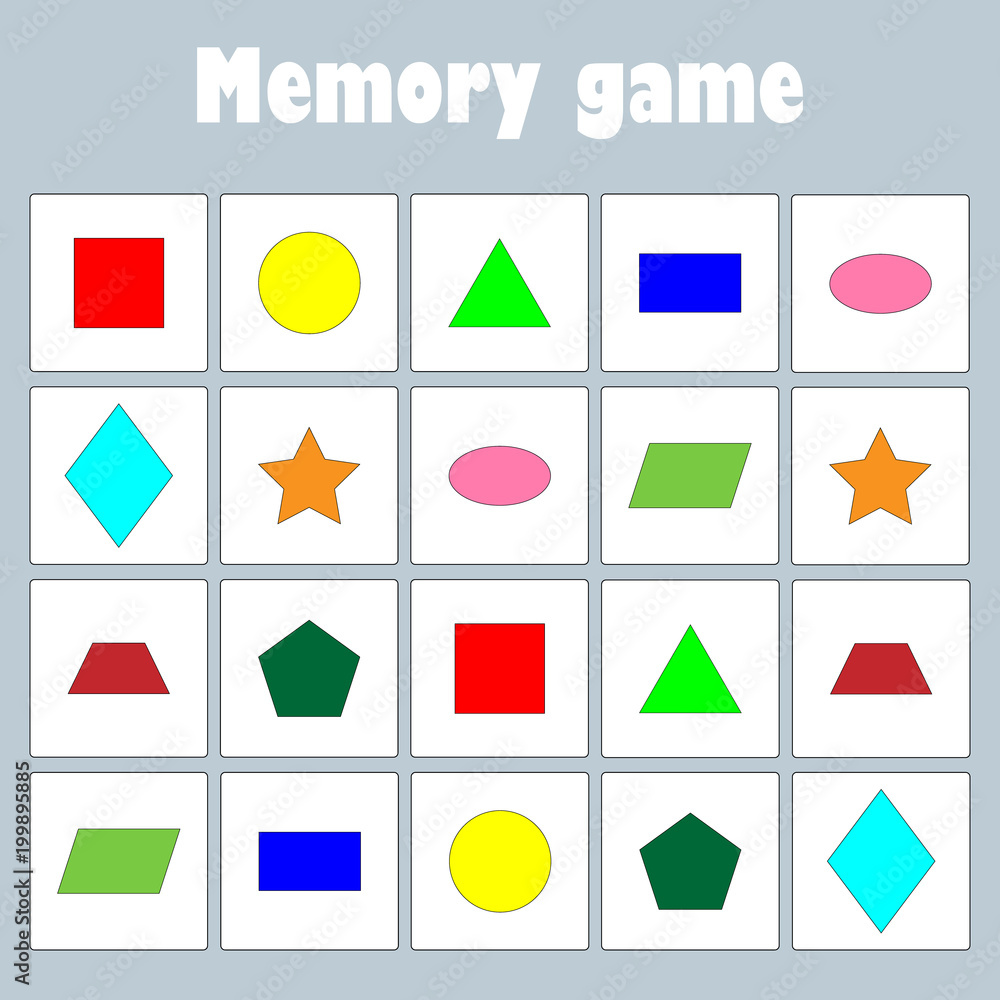 Memory game with pictures (geometric shapes) for children, fun ...