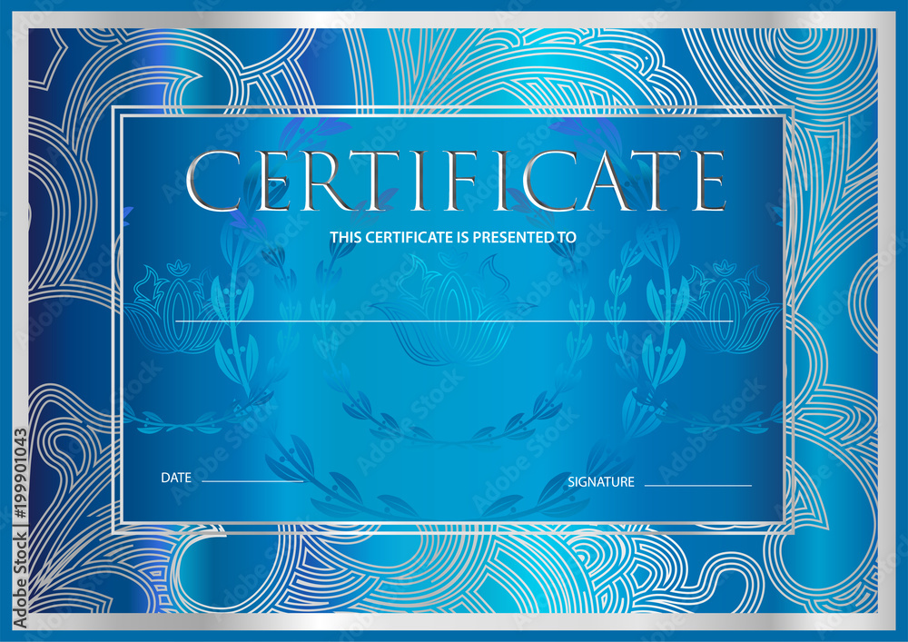 Certificate, Diploma (golden design template, colorful background) with ...