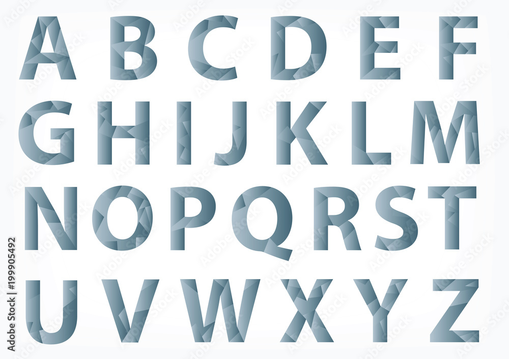 Low polygons vector alphabet letters set isolated on white background ...