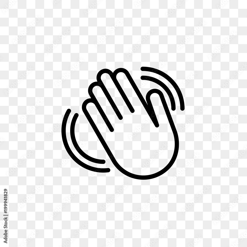 Hand waving vector icon of hello welcome or goodbye gesture line ...
