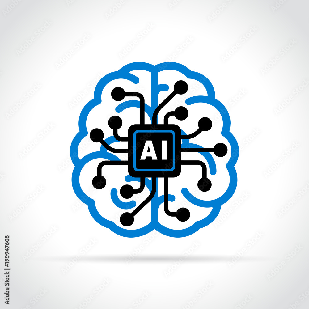 artificial intelligence icon on white background Stock Vector | Adobe Stock