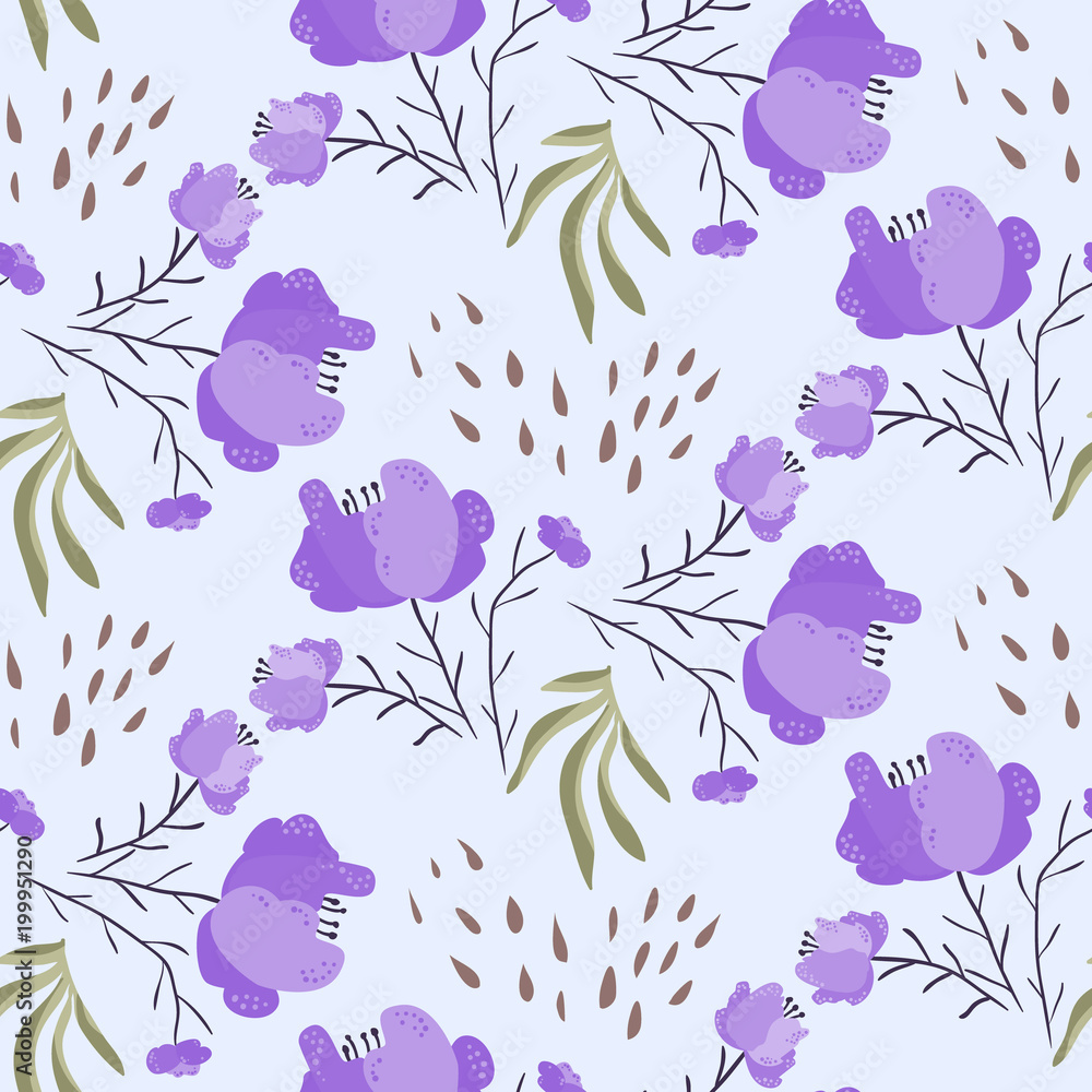 Purple Flower Pattern Wallpaper