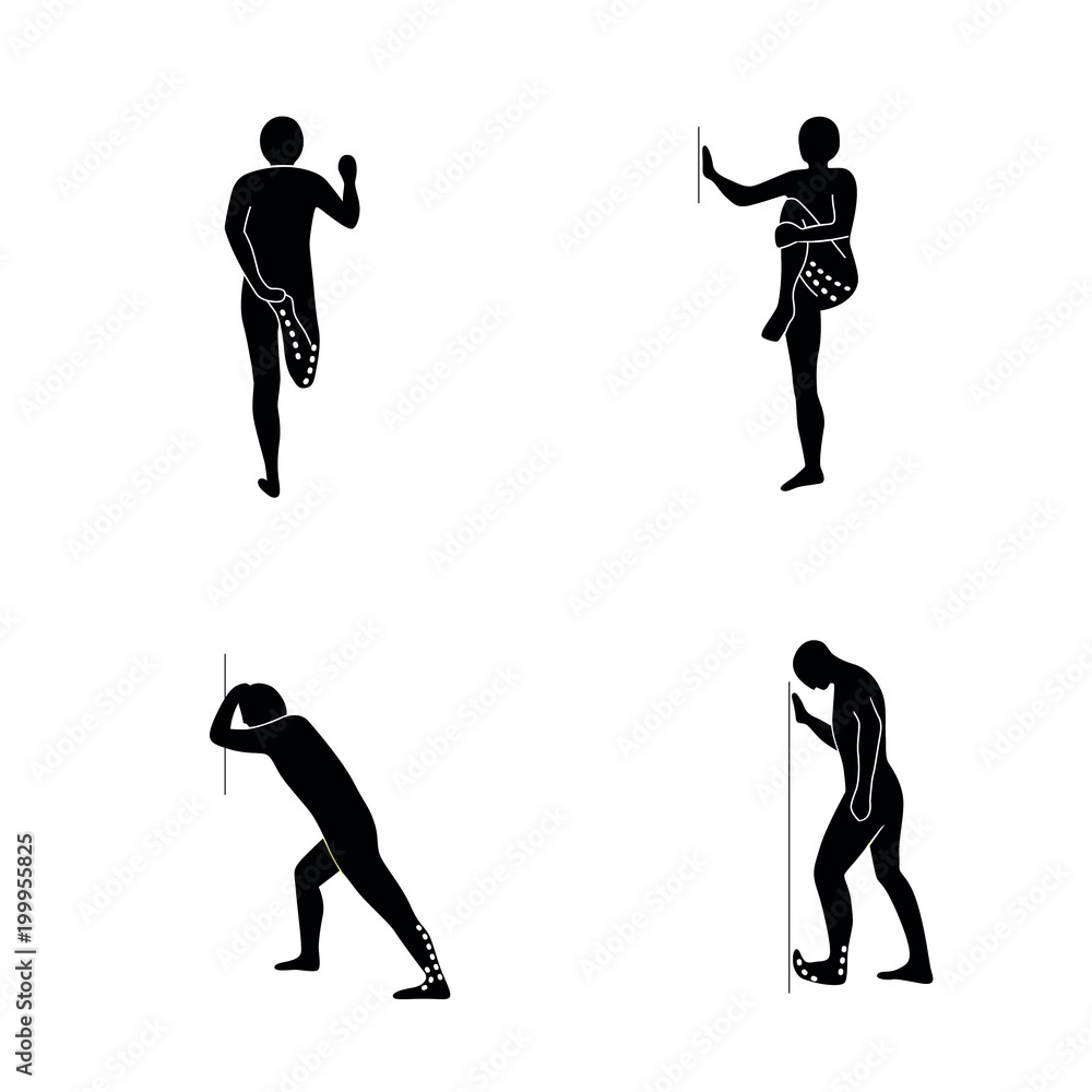 Stretching Exercise Icon Set to stretch arms, legs, back and neck ...