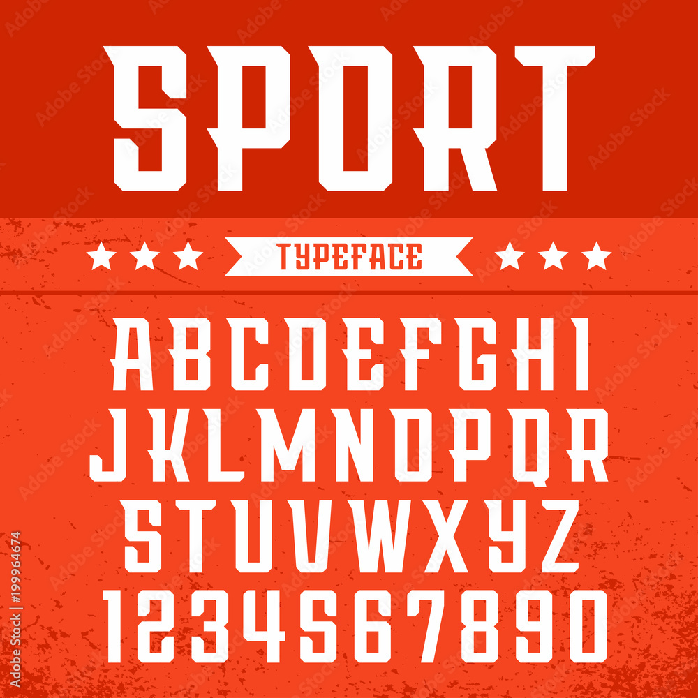 Sport font. Vector alphabet with latin letters and numbers Stock Vector ...