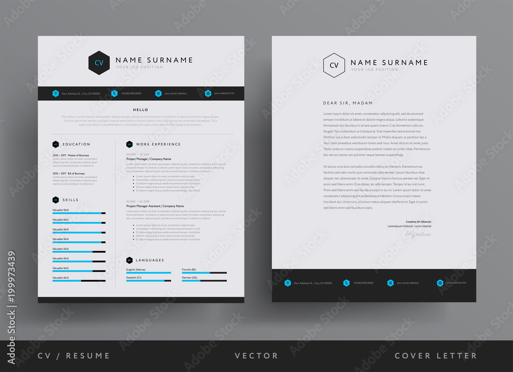 Professional CV resume template design and letterhead / cover letter ...