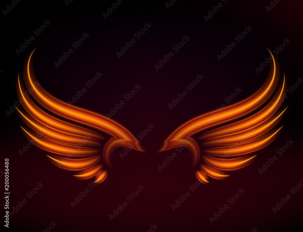 Bird fire wings vector fantasy feather burning fly mystic glow fiery ...
