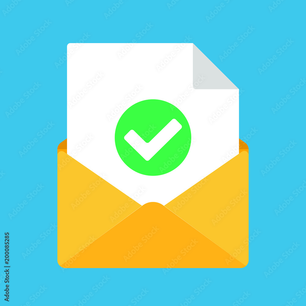 Image vectorielle Stock Open envelope with document paper sheet page ...