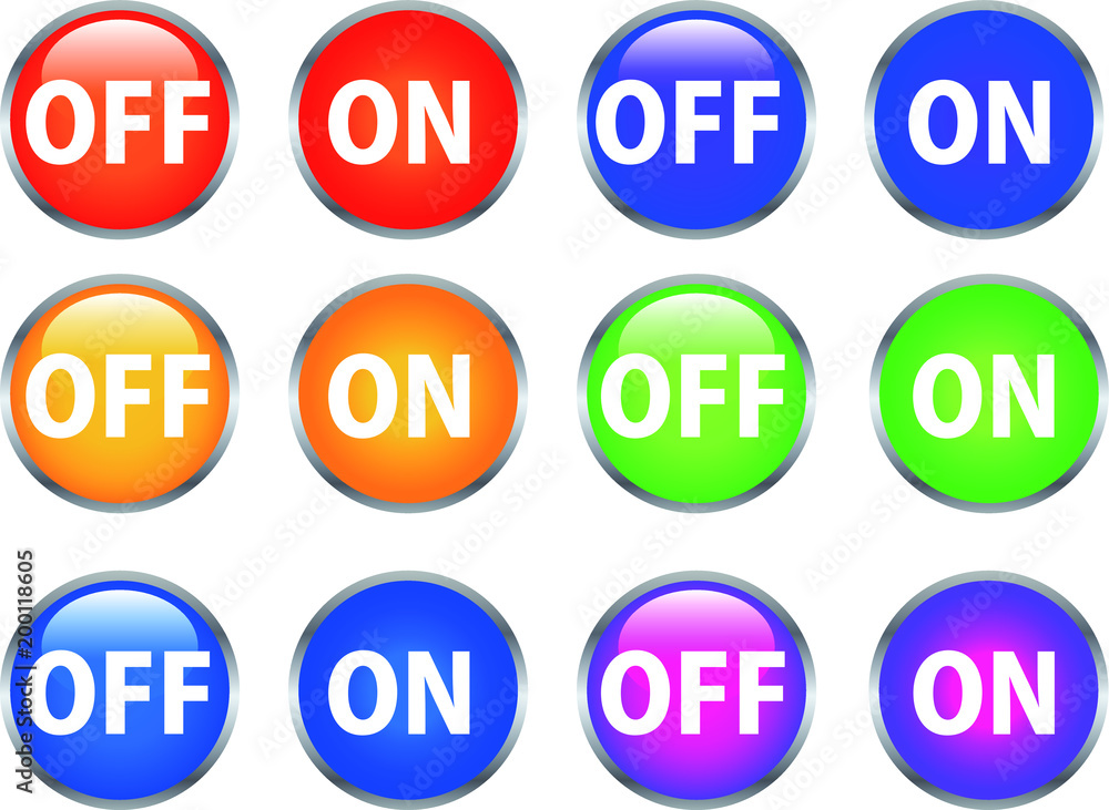 Colorful Shiny round switch button set Stock Vector | Adobe Stock