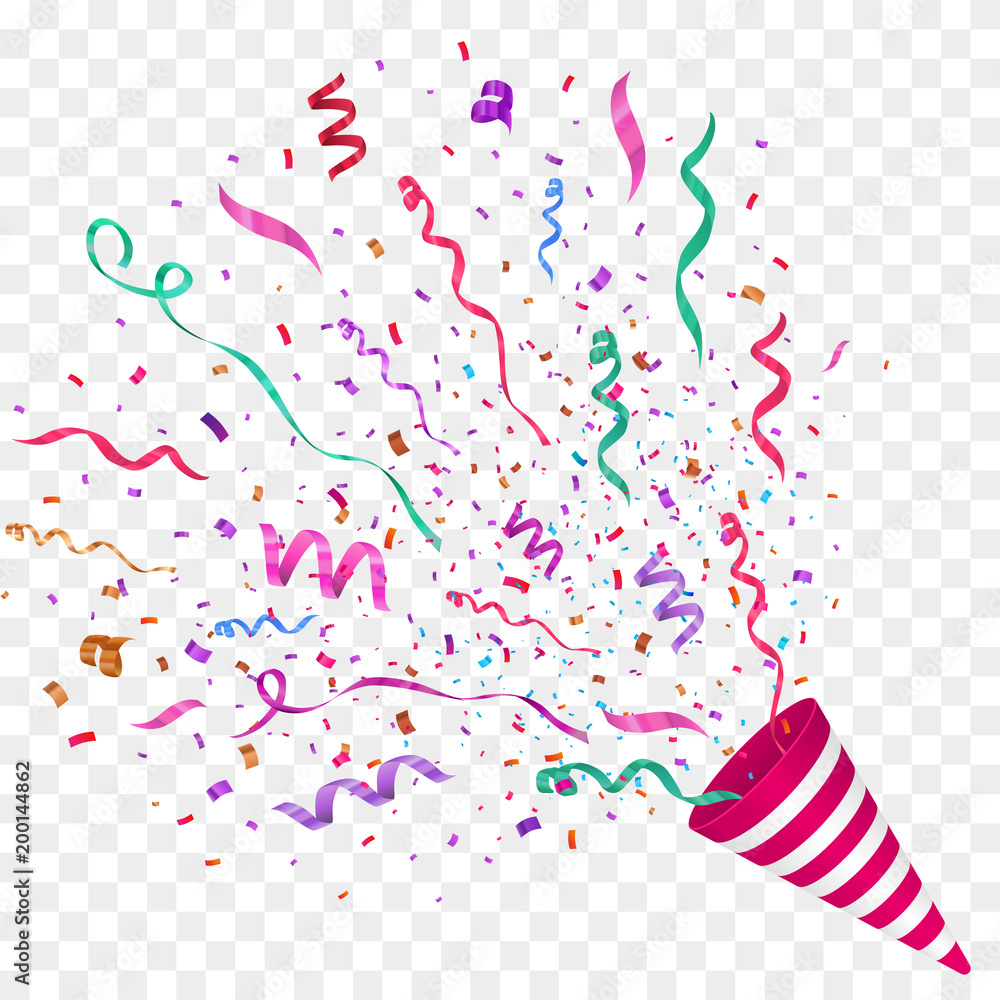 Vector confetti. Festive illustration. Party popper isolated on ...