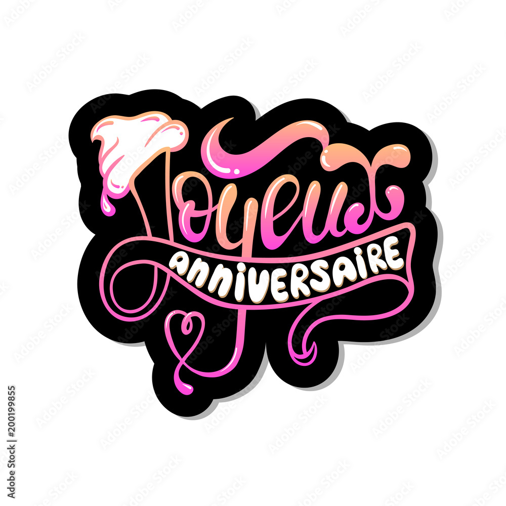 Happy Birthday in French : Joyeux Anniversaire Stock Vector | Adobe Stock
