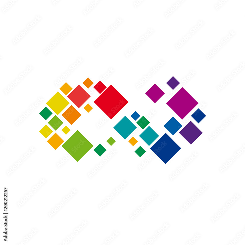 Vector logo digital infinite with pixel. Teamwork and union concept ...