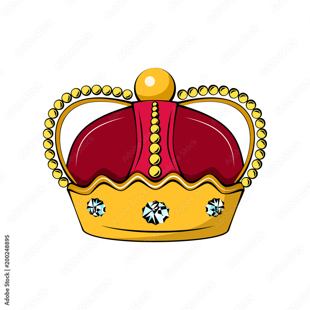 Cartoon royal crown icon. king, queen, prince, princess attributes ...