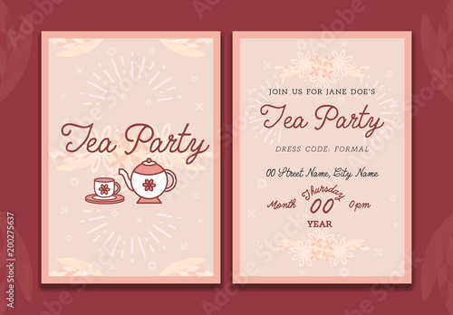 Tea Party Invitation Card Layout. Buy this stock template and explore ...
