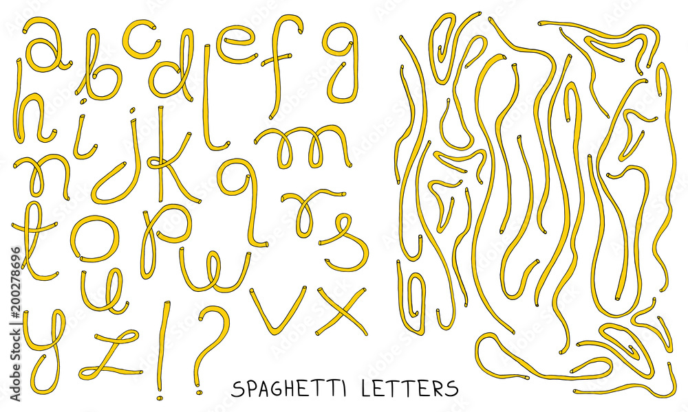Stock-Vektorgrafik „Spaghetti Letters“ | Adobe Stock