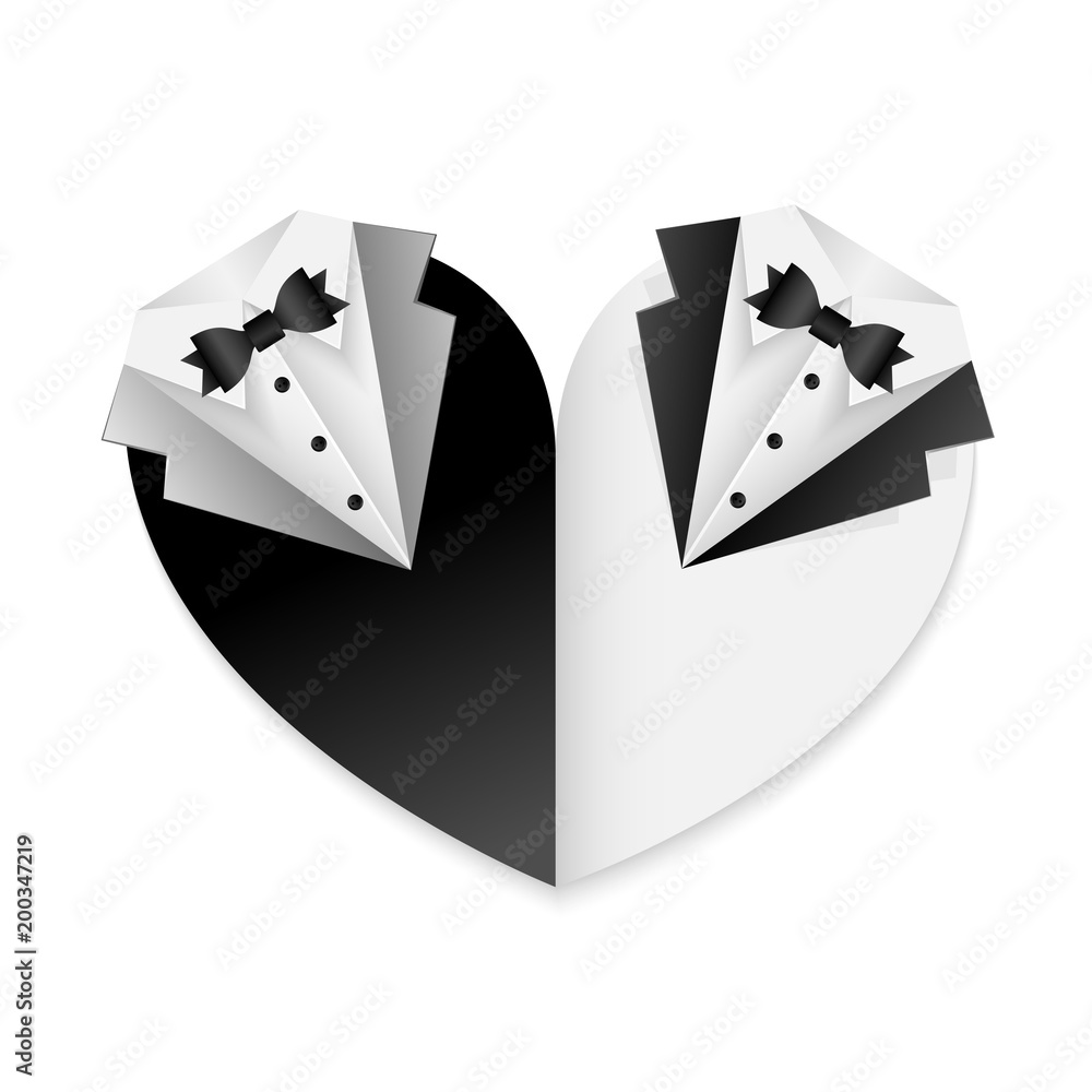 Gay couple wedding card poster - black and white combination - shape of ...