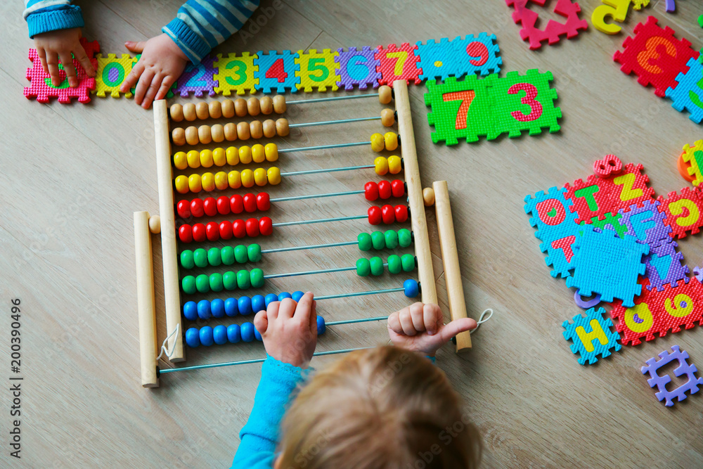 kids learning numbers, abacus calculation Stock Photo | Adobe Stock