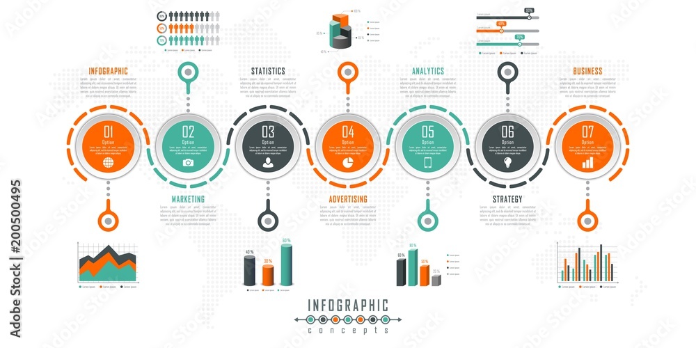 Infographic timeline template can be used for chart, diagram, web ...