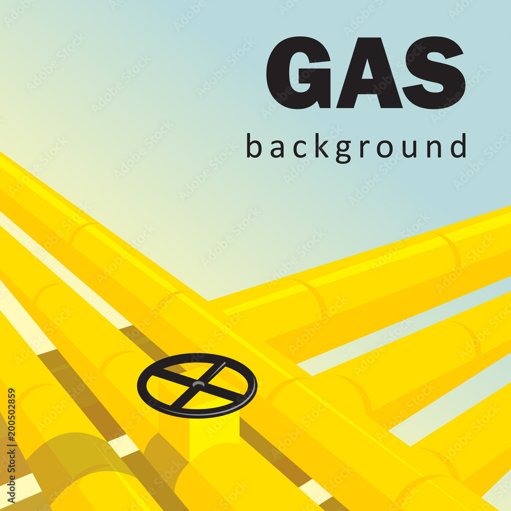 Gas Background yellow pipes and valve Stock Vector | Adobe Stock