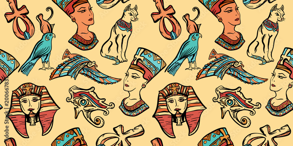 Ancient Egypt art pattern. Classic flash tattoo style Egypt, patches ...
