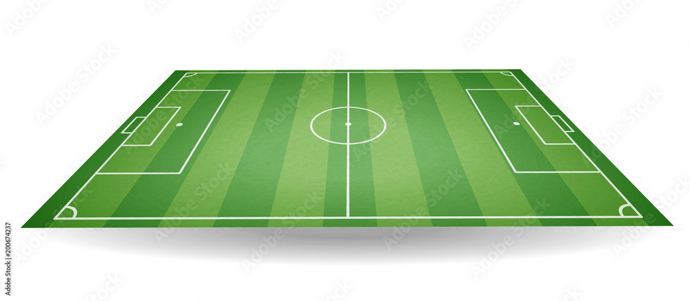 Top and side view of football field. Textured soccer field in ...