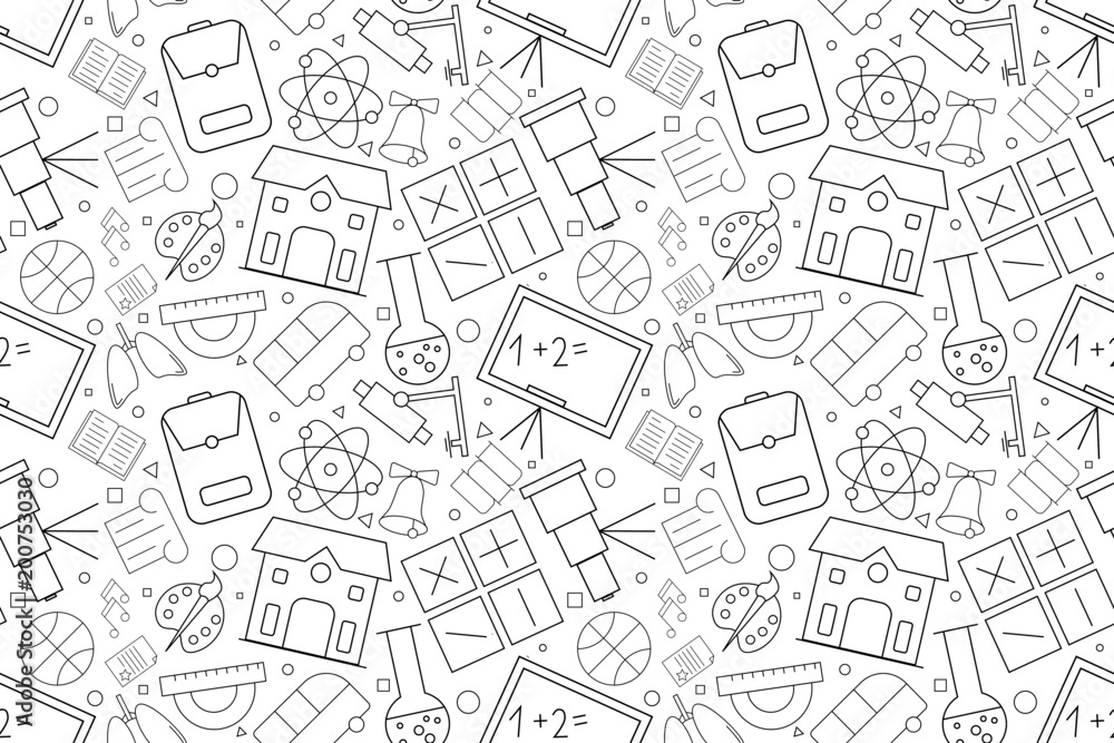 Vector school pattern. School seamless background Stock Vector | Adobe ...