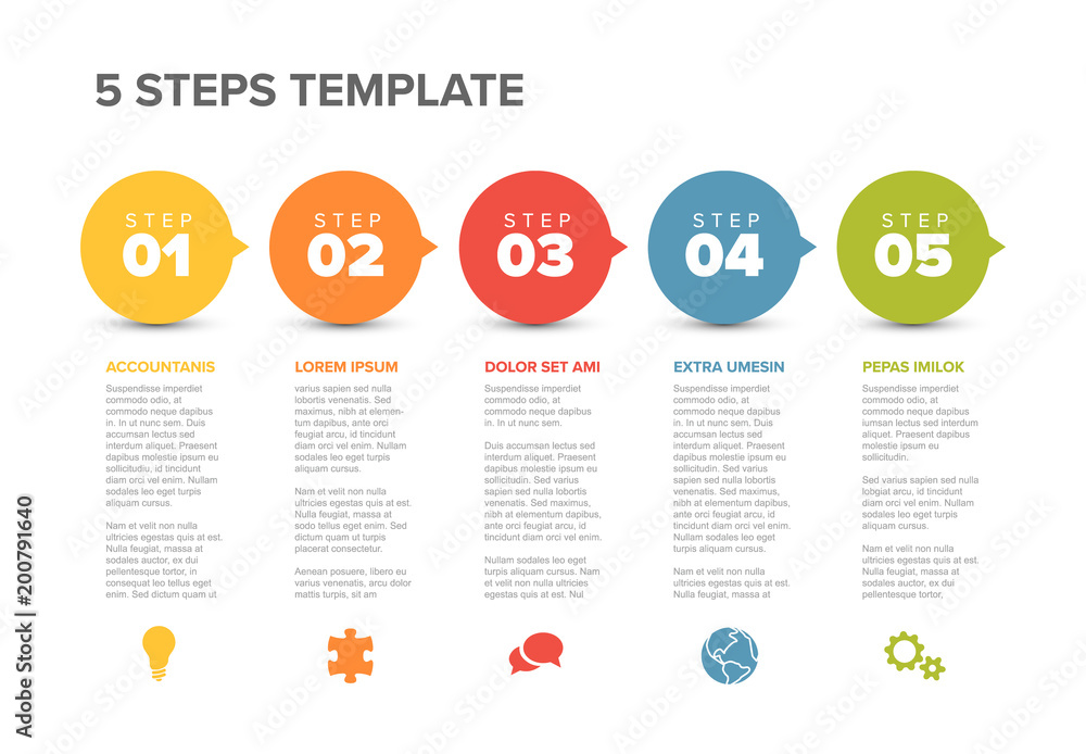 Vector progress five steps template Stock Vector | Adobe Stock