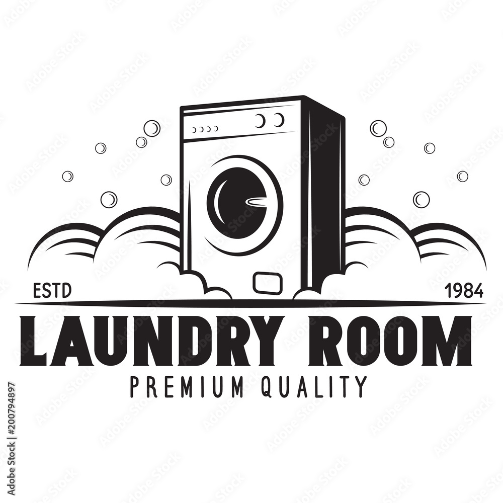 Vector laundry logo emblem, design element. logotype template and badge ...