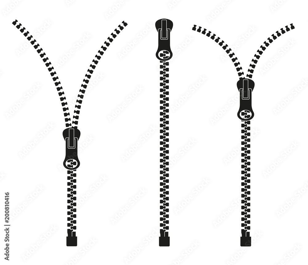 Zipper. Closed and open zip icon set. Vector illustration Stock Vector ...